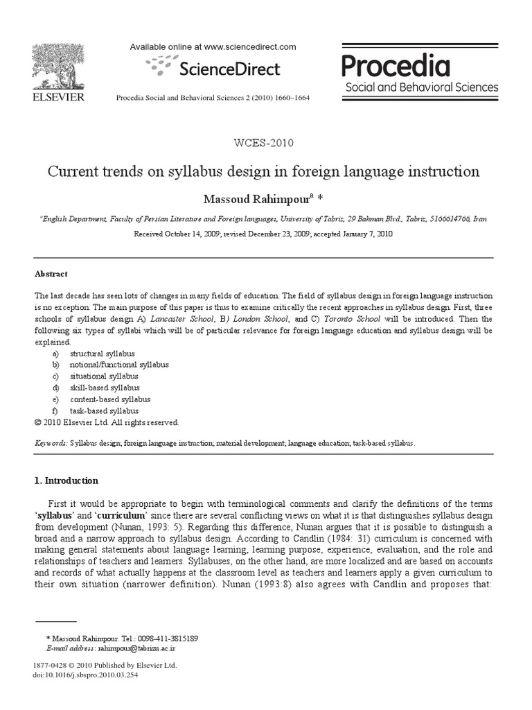 Current Trends On Syllabus Design PDF | PDF | Language Education ...