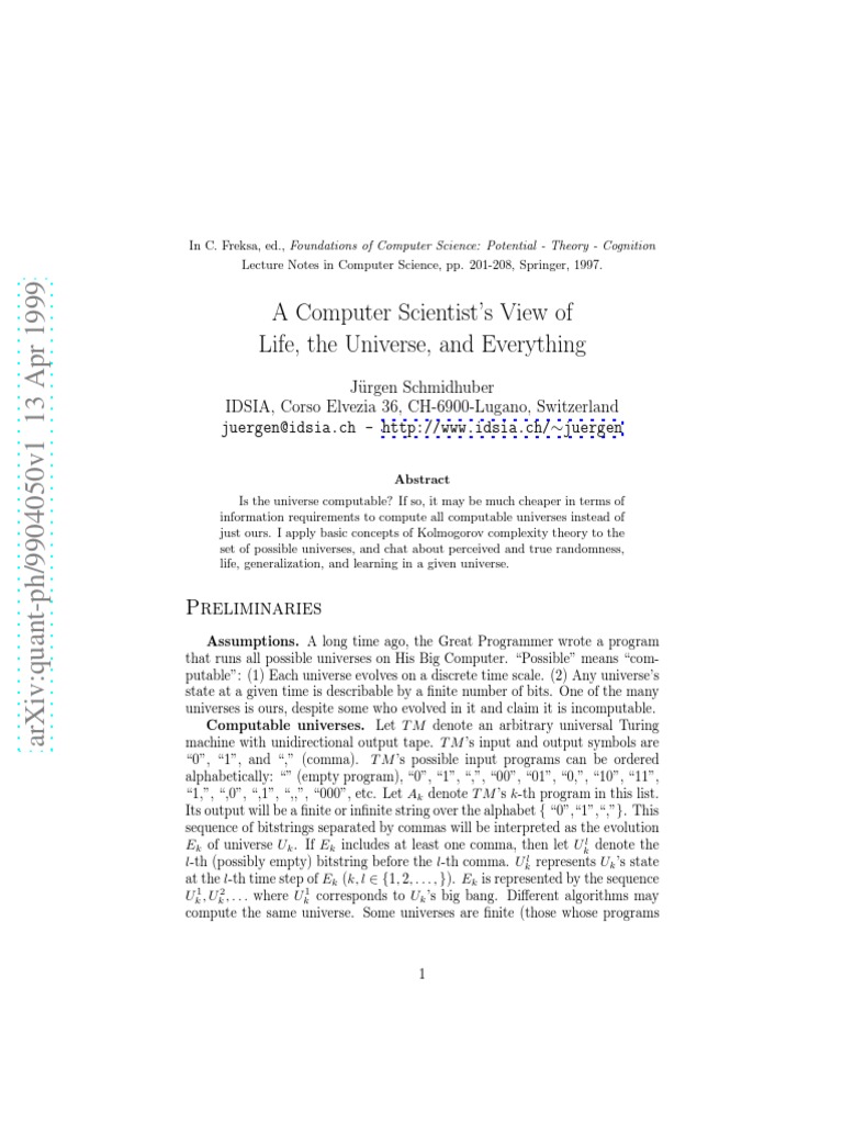 Cs Life Universe Everything | PDF | Algorithms | Randomness