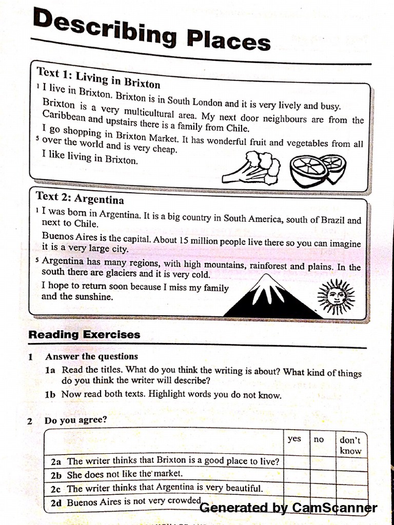 ESL Describing Places Writing Worksheet | PDF