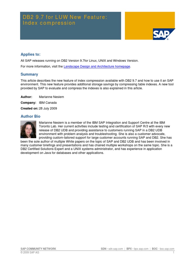 DB2 9.7 For LUW New Feature - Index Compression | PDF | Database Index | Ibm Db2