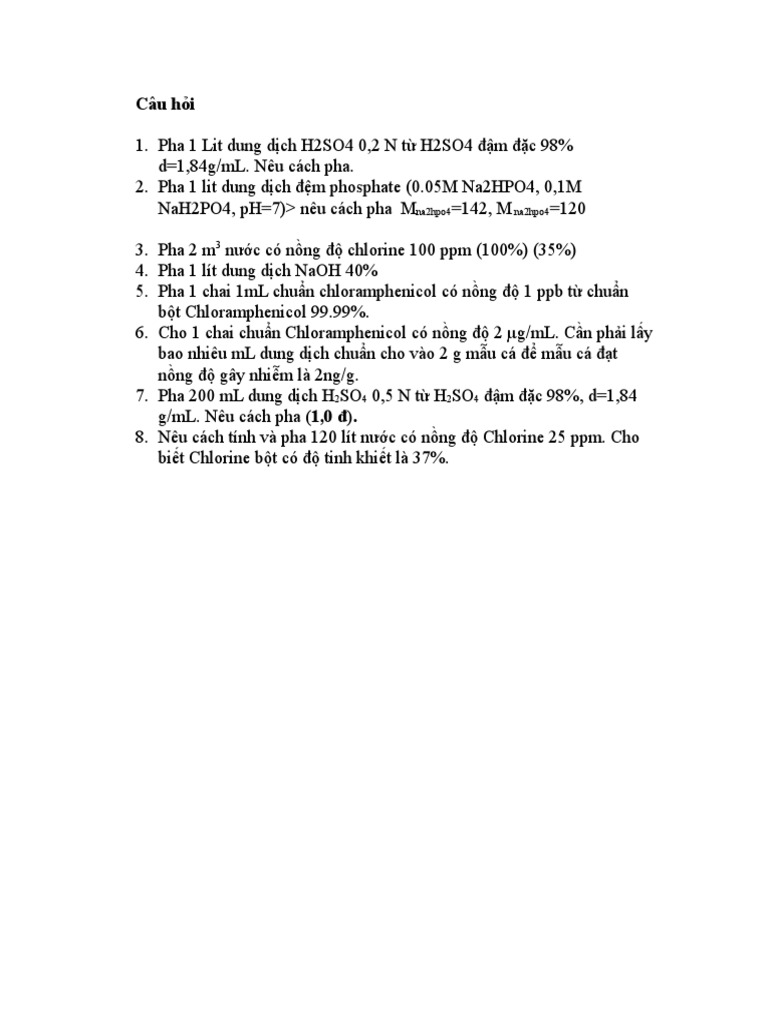 Bai Tap Phan Hoa Chat - Phan Tich Thuc Pham | PDF