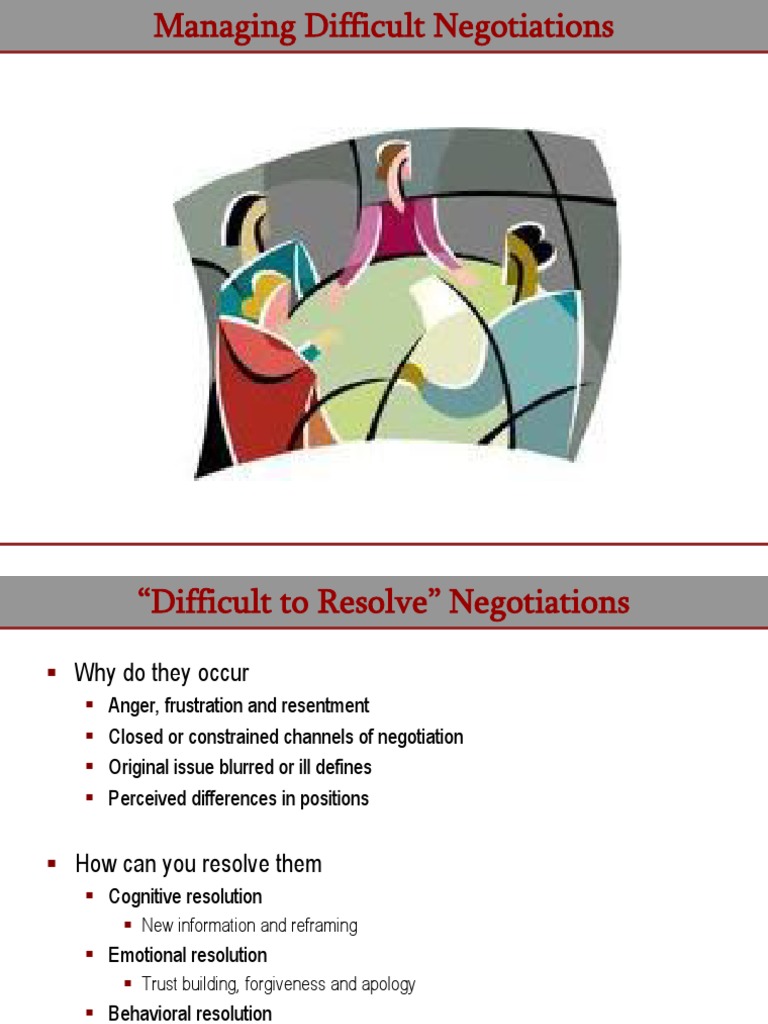 Strategies for Difficult Negotiations | PDF | Negotiation ...