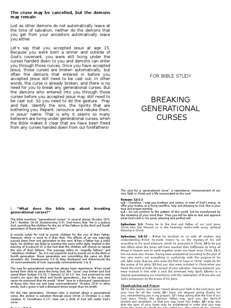 Breaking Generational Curses | PDF | Sin | Salvation