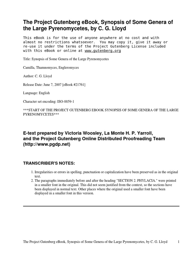 Synopsis of Some Genera of The Large PyrenomycetesCamilla, Thamnomyces ...