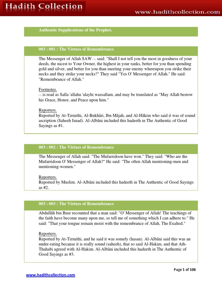 Authentic Supplications of The Prophet | PDF | Muhammad | Hadith