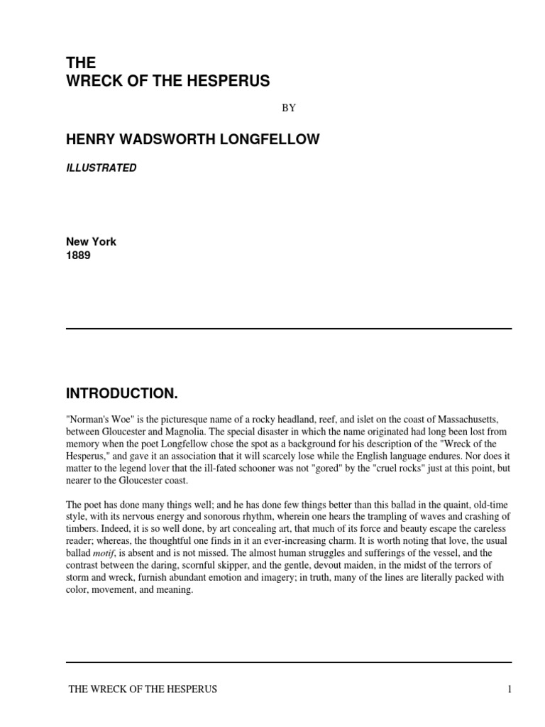 The Wreck of The Hesperus by Longfellow, Henry Wadsworth, 1807-1882 ...