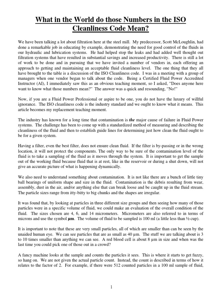 ISO Cleanliness Code Explained | PDF | Machines | Mechanical Engineering