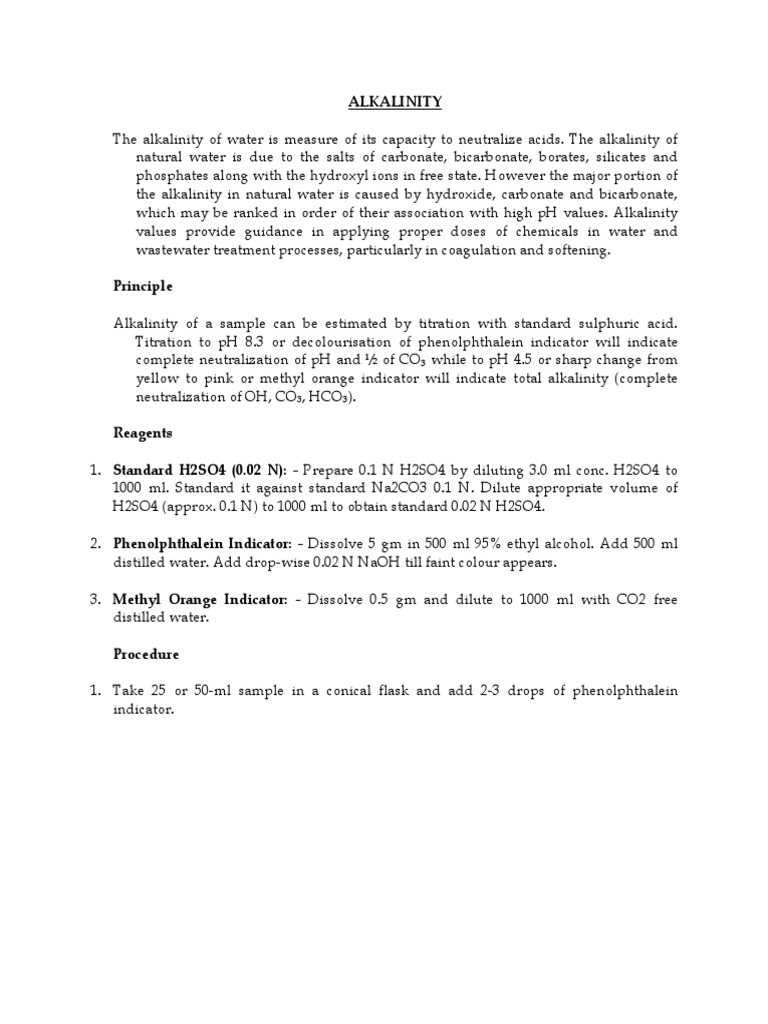 Alkalinity | PDF | Alkalinity | Ph