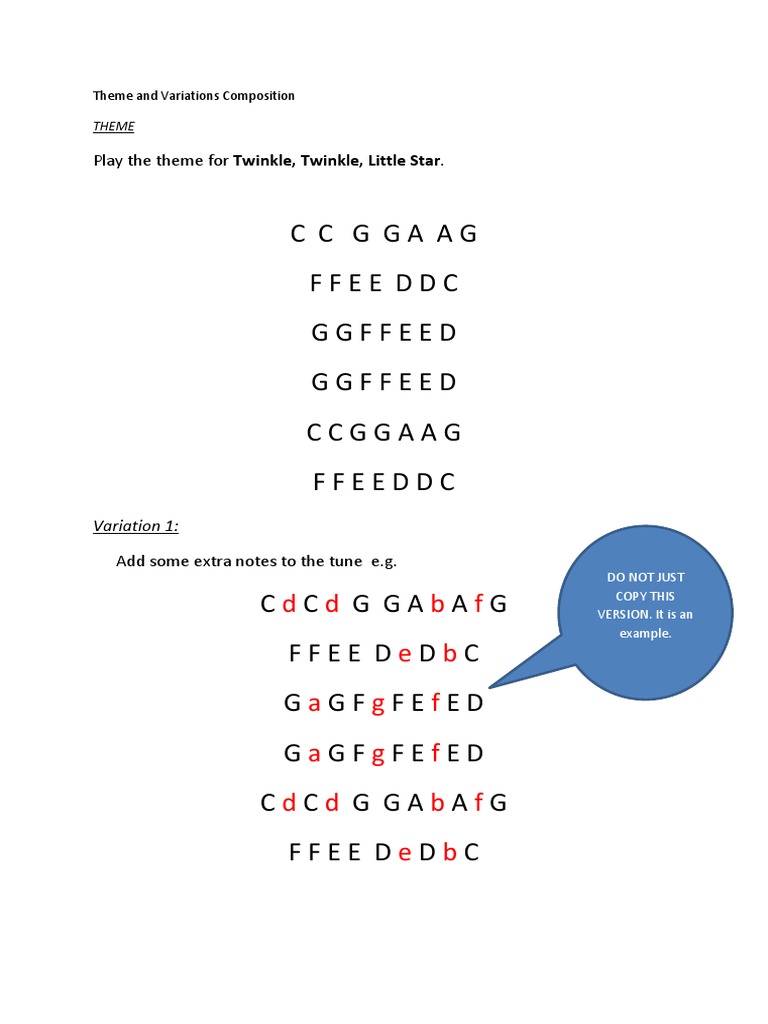 Theme and Variations in Music | PDF | Teaching Methods & Materials ...