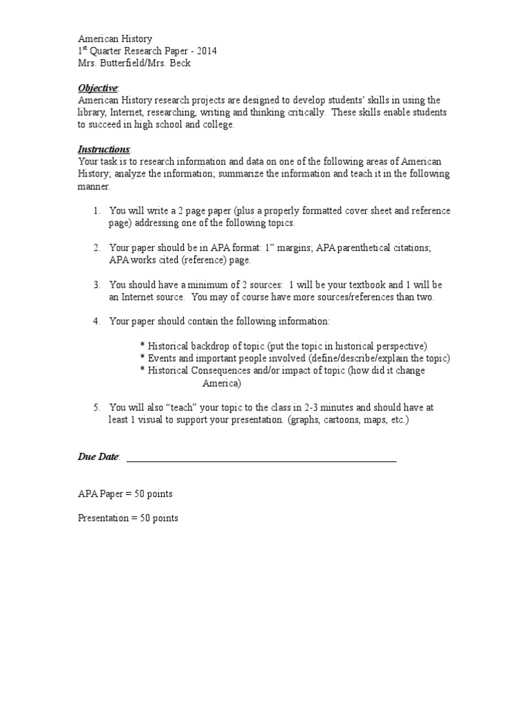 American History Research Project Guide | PDF | Citation | Scholarly ...