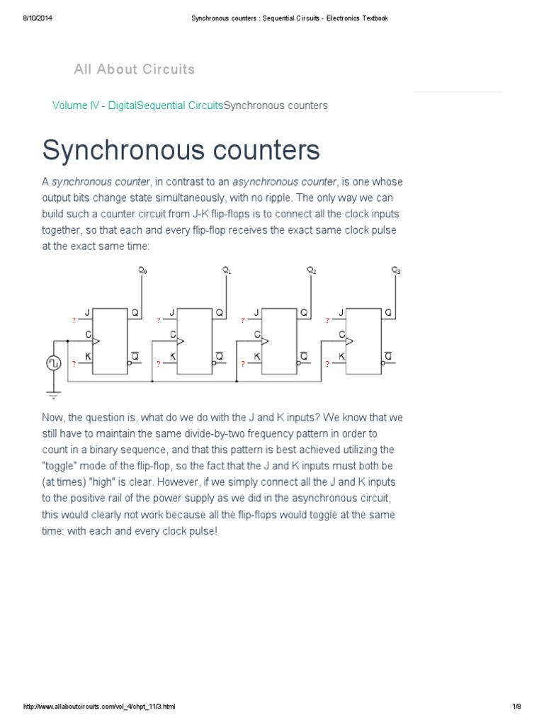 Synchronous Counters: All About Circuits | PDF | Electricity | Electronics