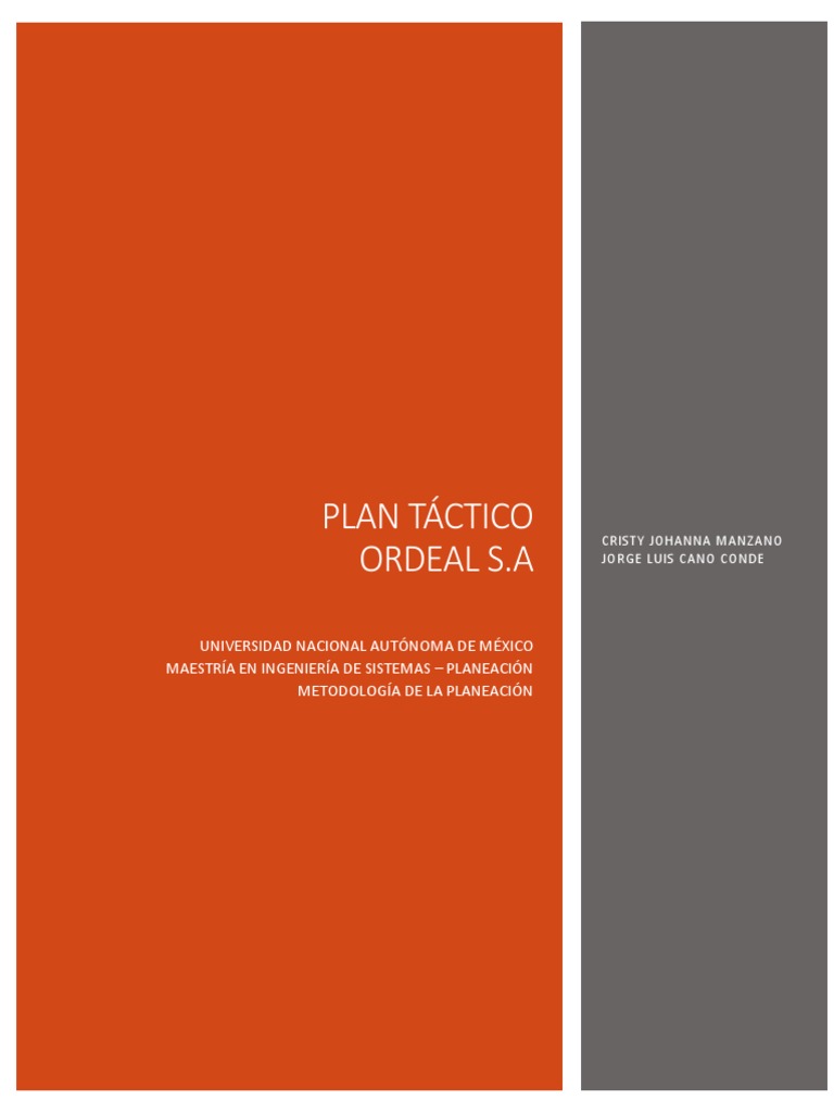 Plan Tactico | PDF | Planificación | Toma de decisiones