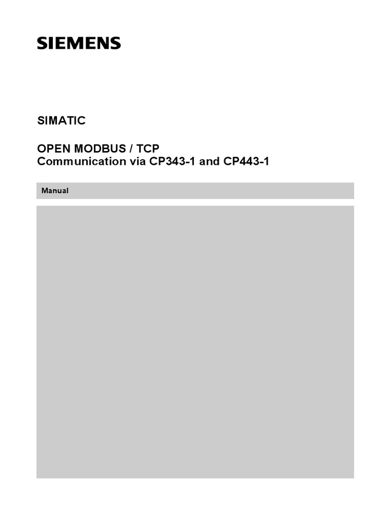 Open Modbus TCP Siemens CP | PDF | Port (Computer Networking) | Parameter (Computer Programming)