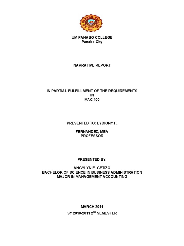 Narrative Report | PDF | Cognition | Behavior Modification