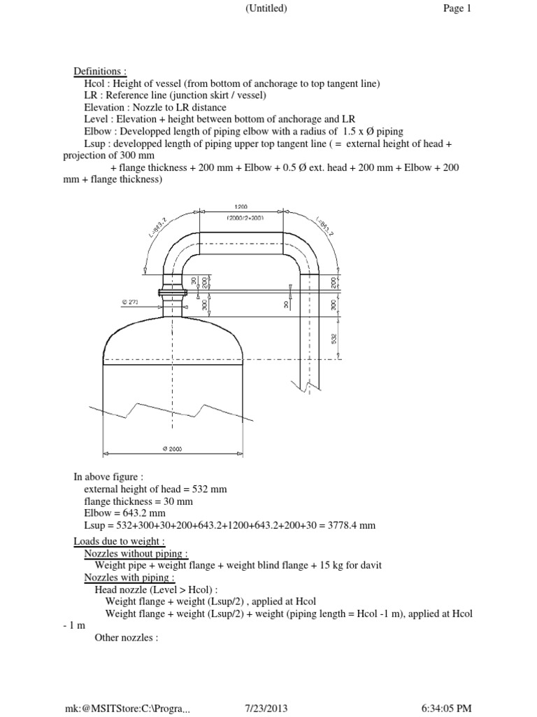 Guidelines for Calculating Loads on Vessel Nozzles Due to Piping Weight ...