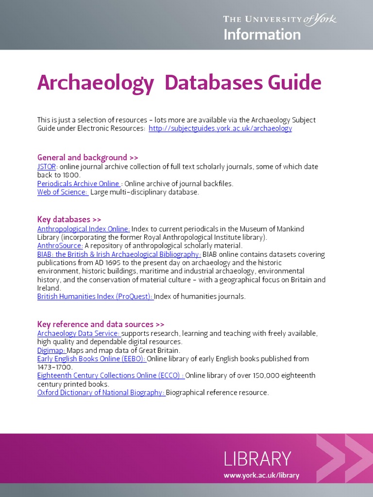 Archaeology Databases Guide | PDF