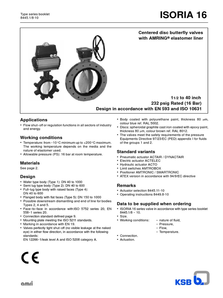 ISORIA 16 Butterfly Valves Guide | PDF | Screw | Valve