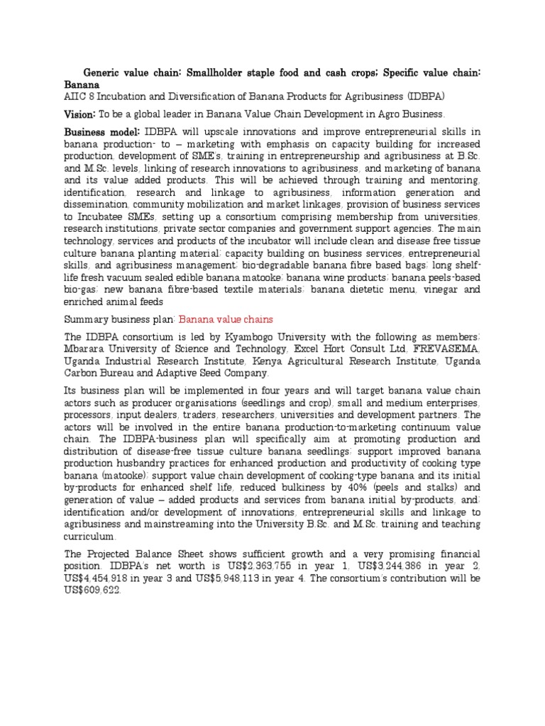 Banana Value Chain Business Plan | PDF | Banana | Small And Medium ...