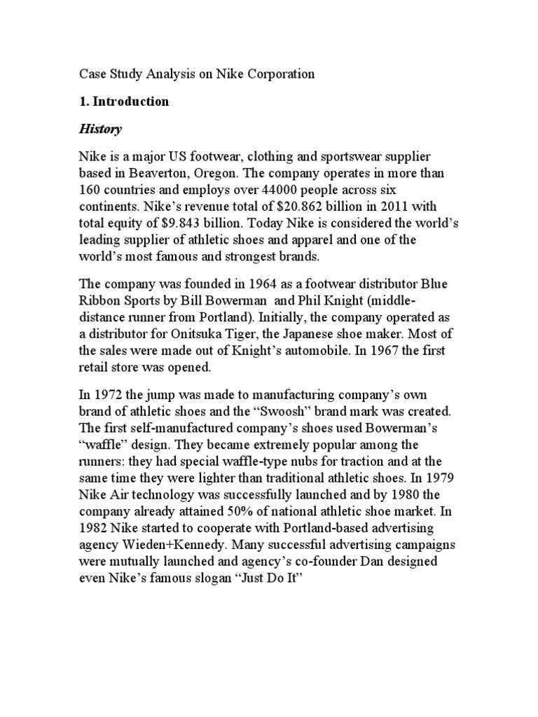 Case Study Analysis On Nike Corporation | PDF | Swot Analysis ...