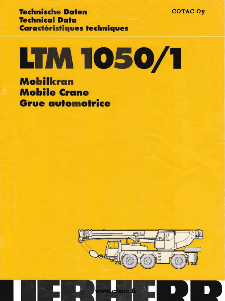 Liebherr LTM 1050-1 Data | PDF | Grue (Machine) | Transmission (Mécanique)
