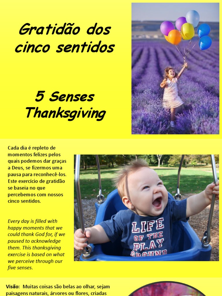 Gratidão Dos Cinco Sentidos - Five Senses Thanksgiving | PDF