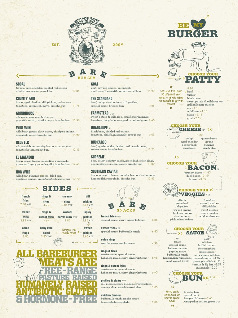 Bareburger Philadelphia Menu | PDF | Coleslaw | Salad