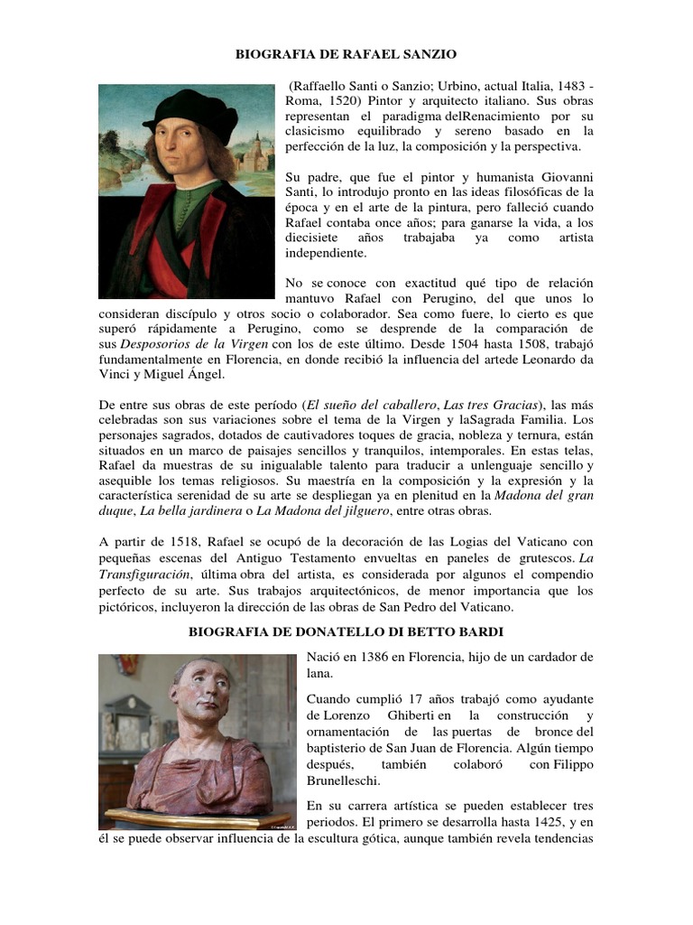 Biografia de Rafael Sanzio | PDF | Rafael | Florencia