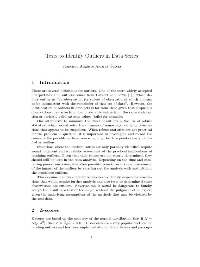 Test To Identify Outliers in Data Series | PDF | Outlier | Probability ...
