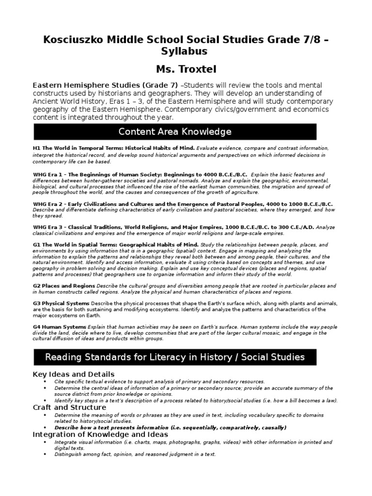 Grade 7 Social Studies Syllabus | PDF | Geography | Natural Environment