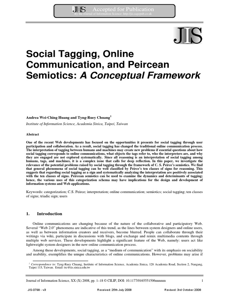 Social Tagging, Online Communication, and Peircean Semiotics: A ...