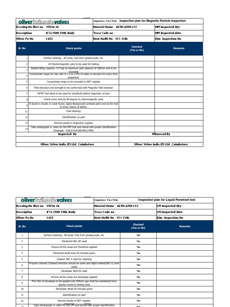 Inspection Plan -NDT | Building Engineering | Chemistry