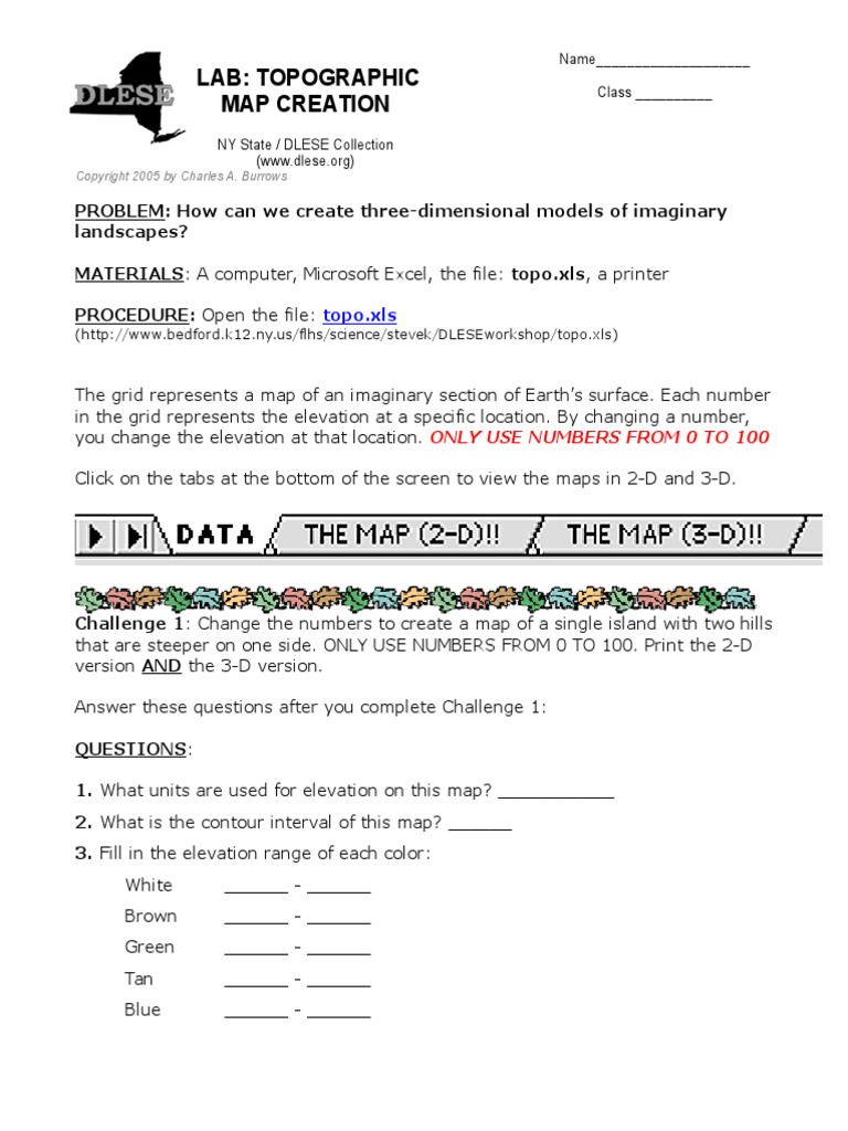 Lab: Topographic Map Creation: Topo | PDF | Infographics | Scientific ...