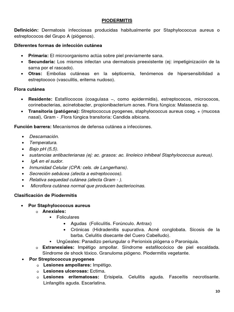 Piodermitis | PDF | Microbiología | Dermatología