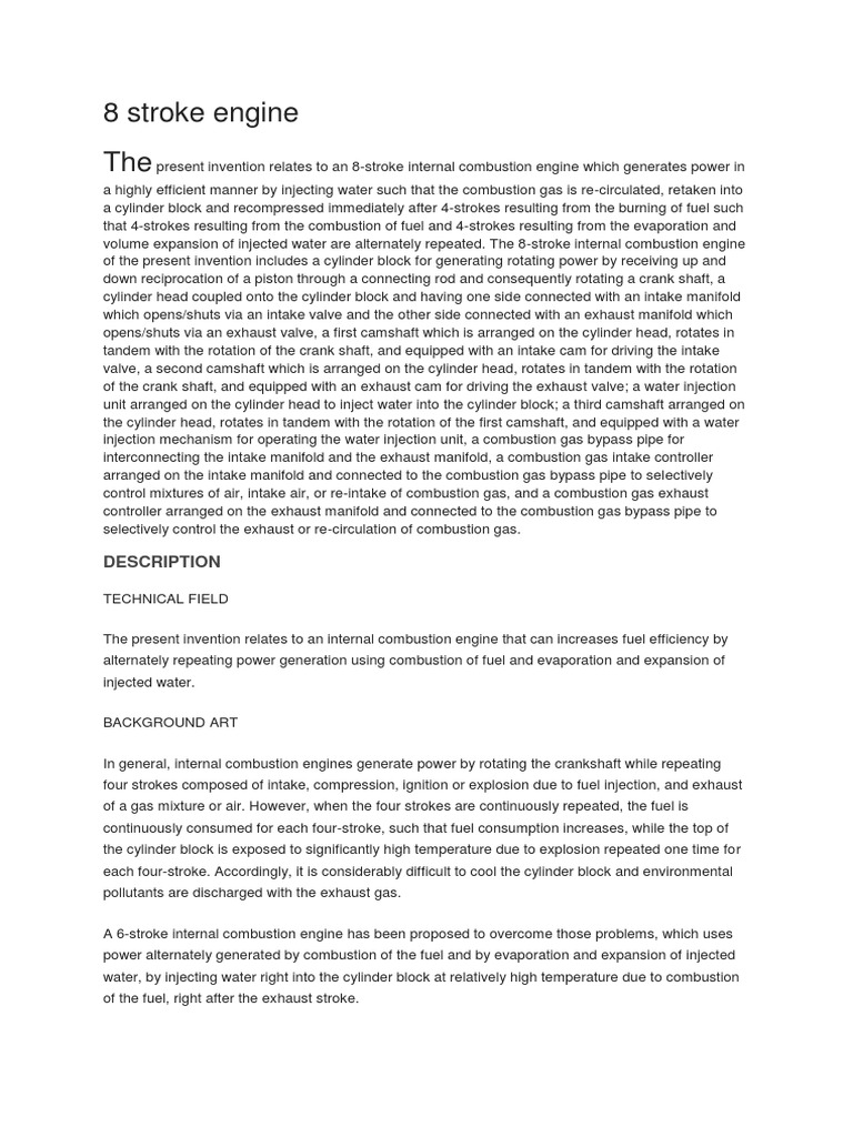 8 Stroke Engine The: Description | PDF | Internal Combustion Engine ...