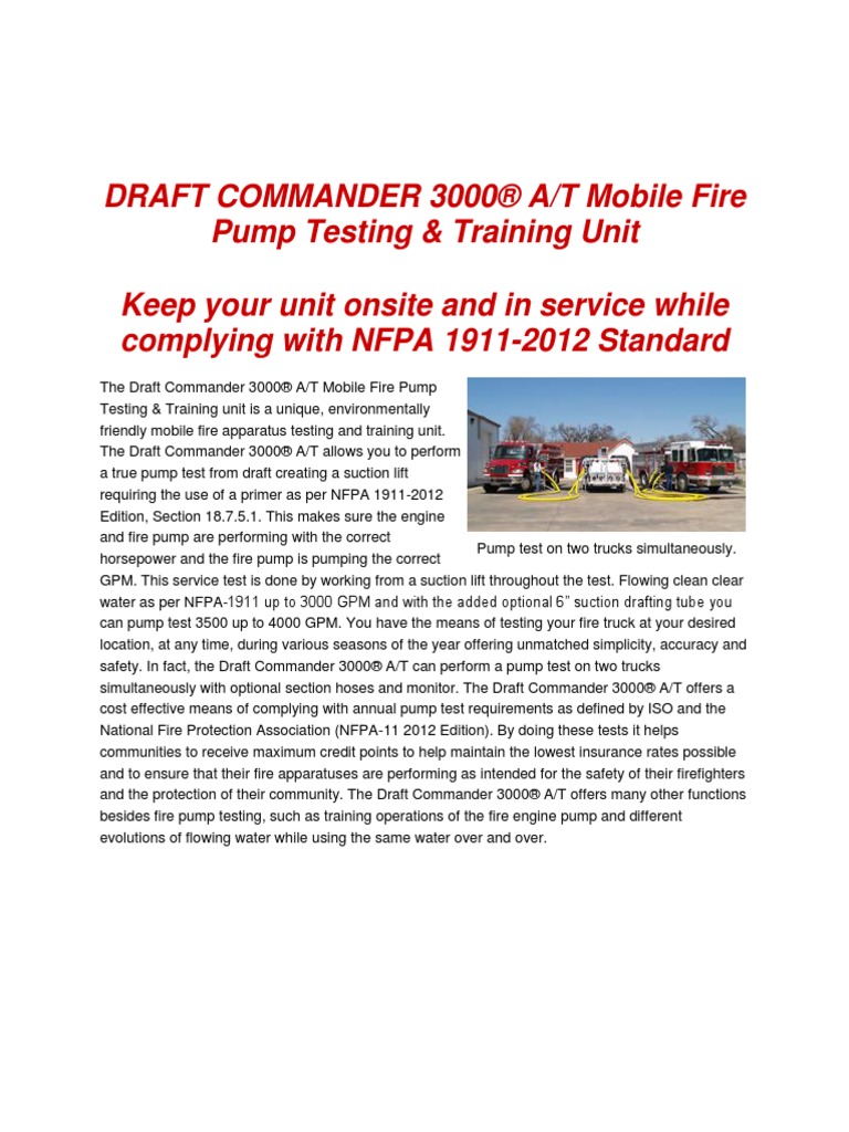 Draft Commander | PDF | Fire Engine | Pump