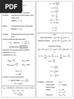 Fluid Mechanics Formula Sheet | PDF | Fluid Dynamics | Viscosity