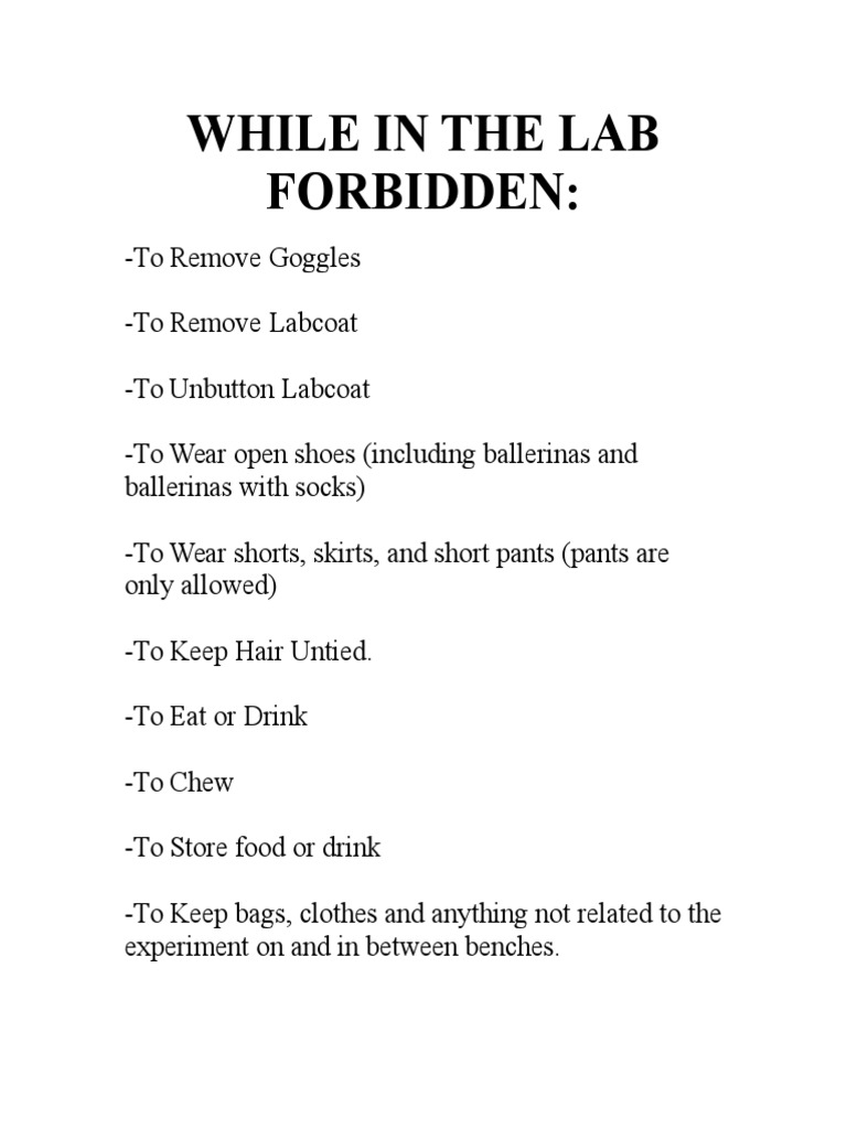 Lab Safety Rules and Restrictions | PDF