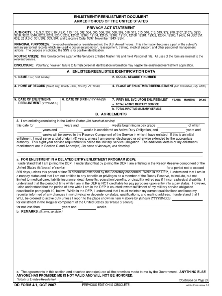 DD Form 4 | PDF | Military Discharge | Oath Of Office