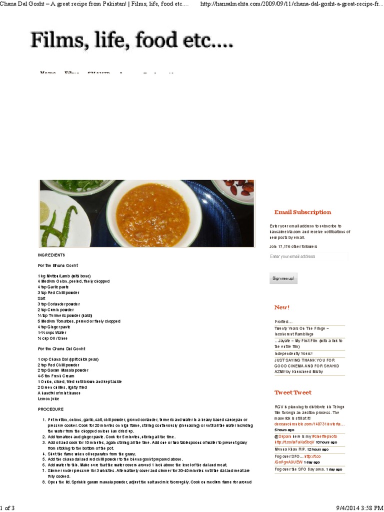 Chana Daal Ghost | PDF | Curry | Cuisine