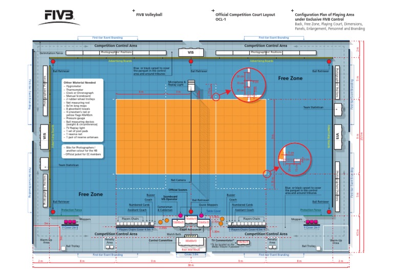 FIVB Volleyball Court Layout Diagram | PDF | Sports | Team Sports
