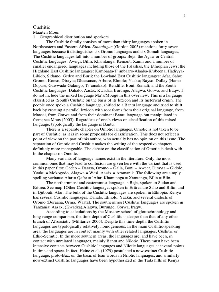 Cushitic Typology | Grammatical Number | Tone (Linguistics)