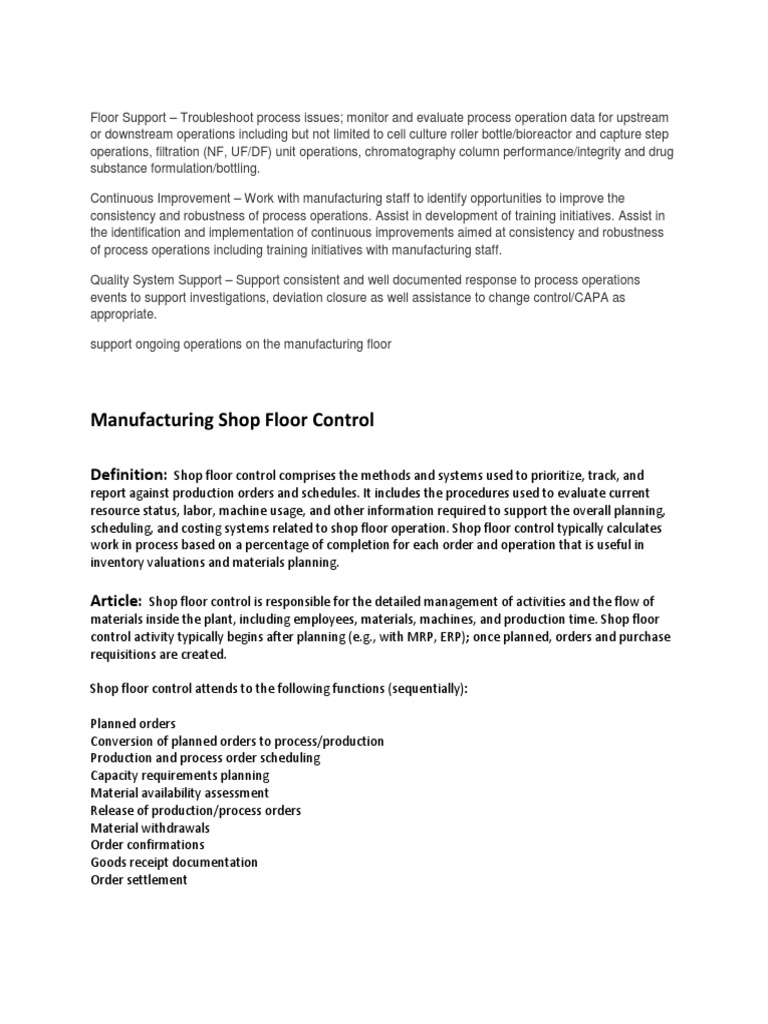 Manufacturing Shop Floor Control: Definition | PDF | Scheduling ...
