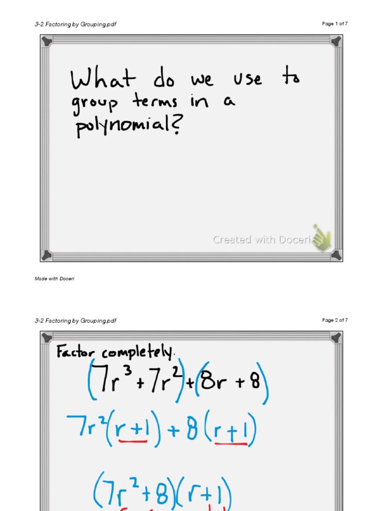 3-2 Factoring by Grouping | PDF