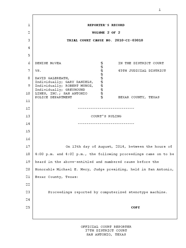 Transcript of Bexar County Trial With Judge Michael Mery | PDF | Social ...