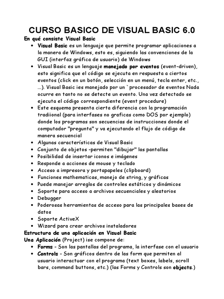 Curso Basico Visual Basic | PDF | Básico | Ventana (informática)