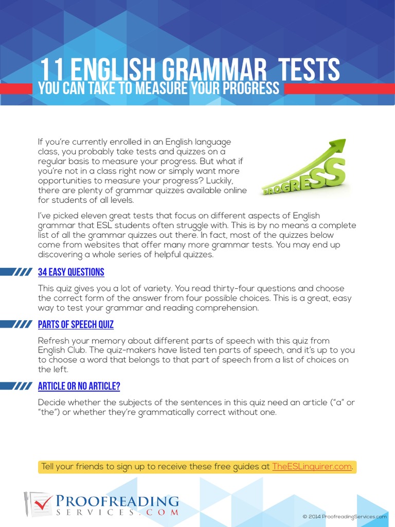 11 English Grammar Tests You Can Take To Measure Your Progress | PDF ...
