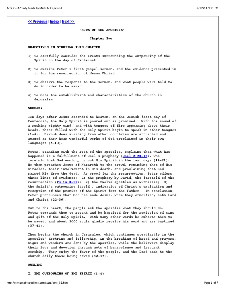 Acts 2 - A Study Guide by Mark A. Copeland | PDF | Acts Of The Apostles ...
