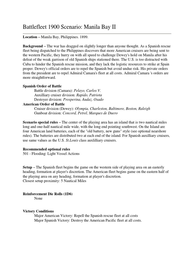 Manila Bay Naval Battle Scenario | PDF | History