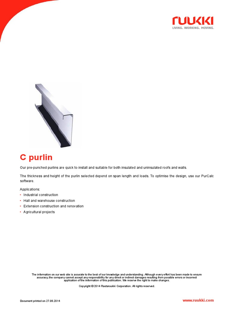 Ruukki C Purlins PDF | PDF | Industries | Engineering