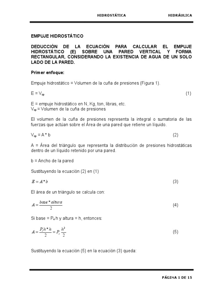 Fórmulas Hidrostática | PDF | Triángulo | Objetos matemáticos